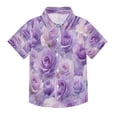 Boys Button-Down Shirt Short Sleeve Shirt Tops for 9-10Y Light Purple ...