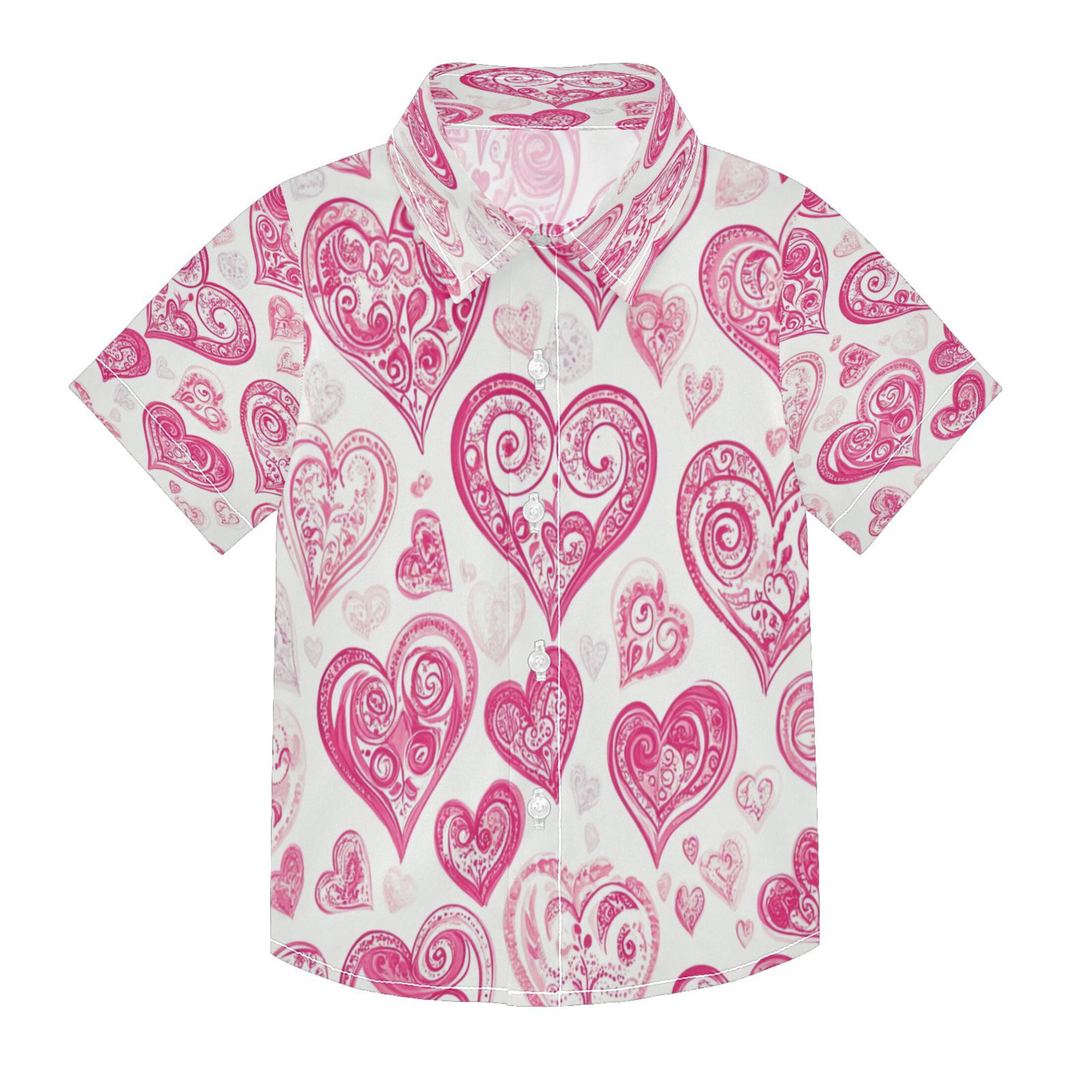 Boys Button-Down Shirt Short Sleeve Shirt Tops for 9-10Y Pink and Red ...
