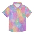 Boys Button-Down Shirt Short Sleeve Shirt Tops for 9-10Y Rainbow Flower ...