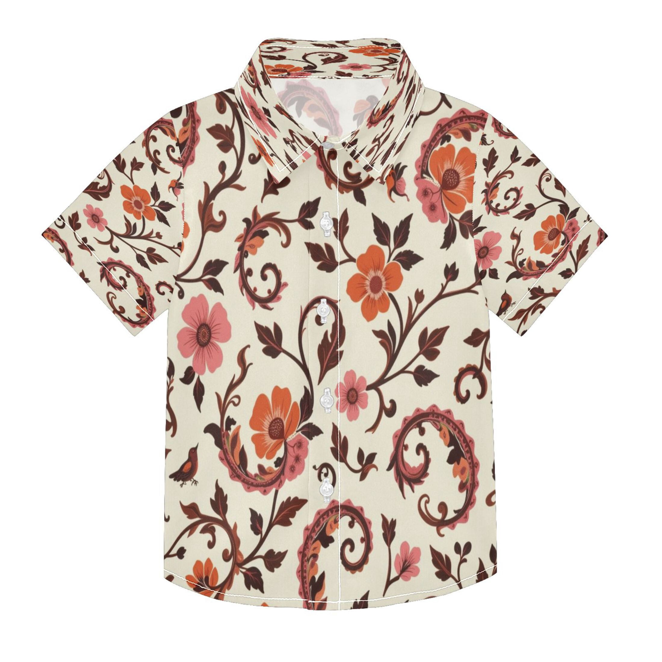Boys Button-Down Shirt Short Sleeve Shirt Tops for 9-10Y Retro Swirl ...