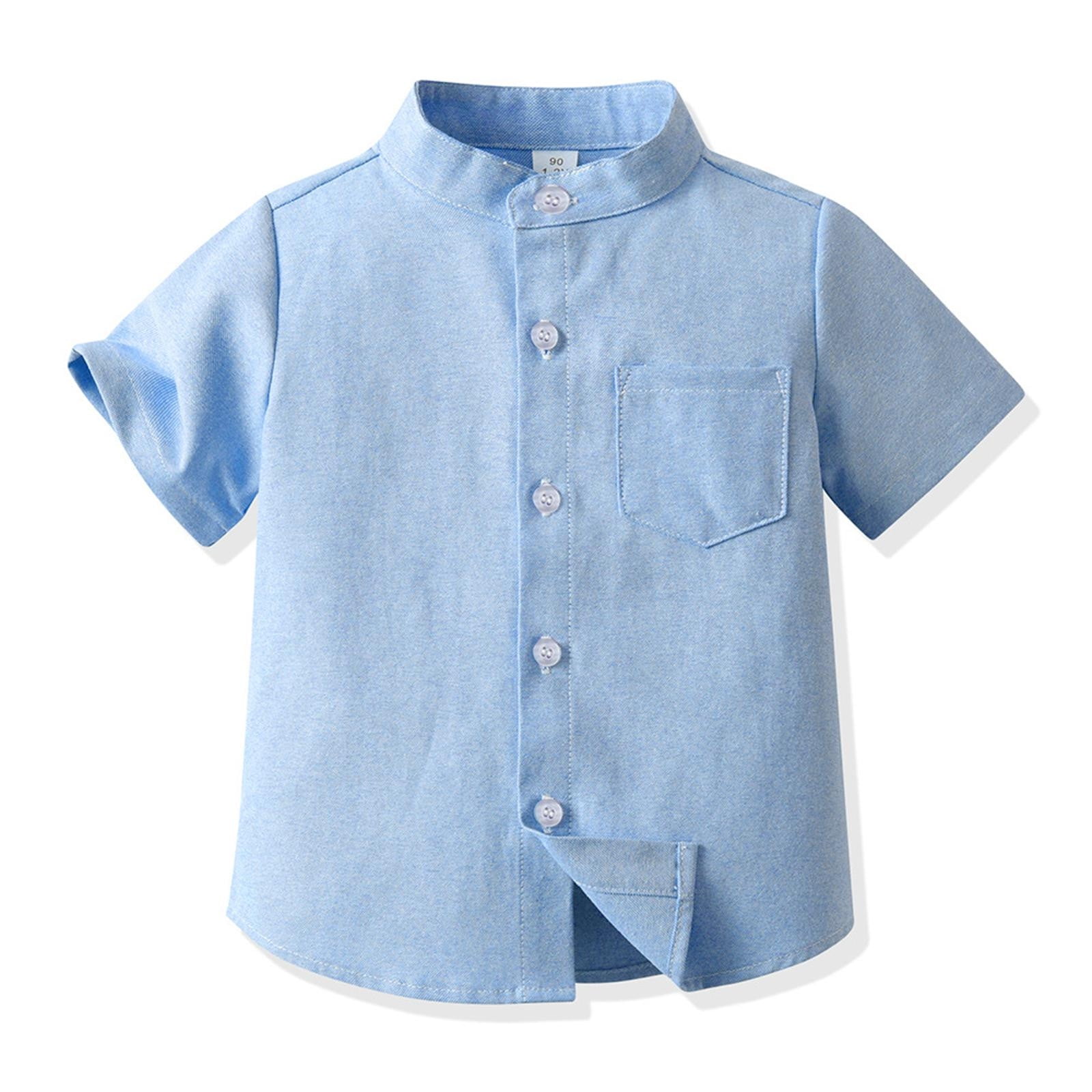 Boys Button Down Shirts Boys Formal Outfit Blue Polo Shirts School ...