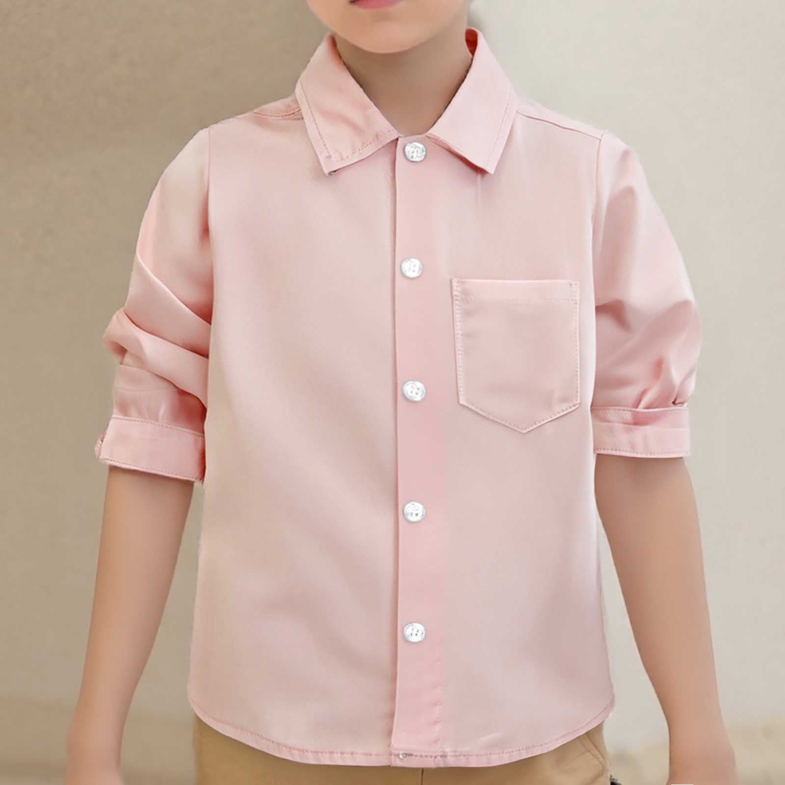 Boys Button Down Shirts Boys Formal Outfit Pink Uniform Shirts for Boys ...