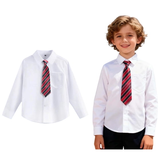 Boys' Button Down Shirts Boys Formal Outfit Long Sleeve Shirt Uniforms ...