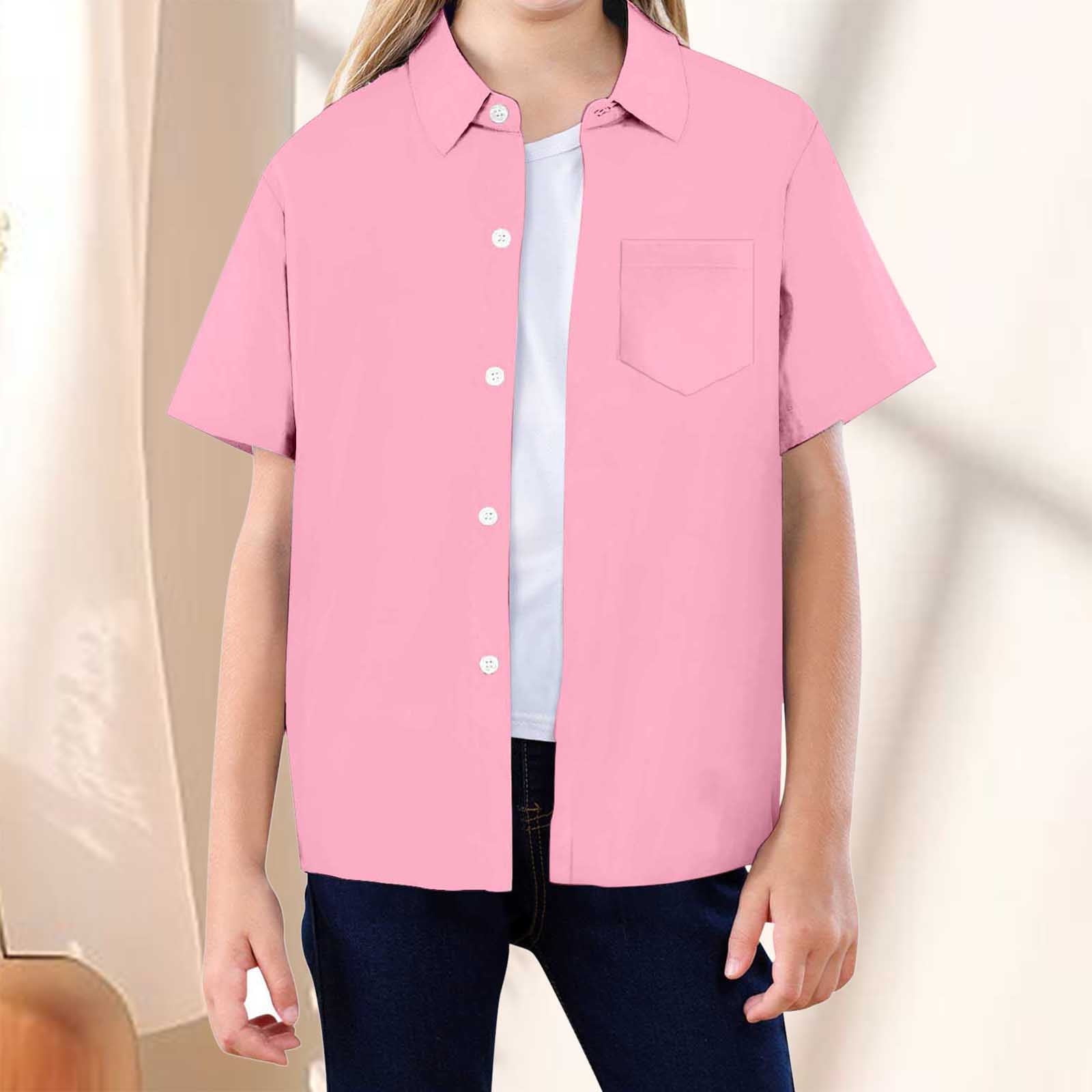 Boys' Button Down Shirts Boys Formal Shirt Girls Pink Button Down Shirt ...