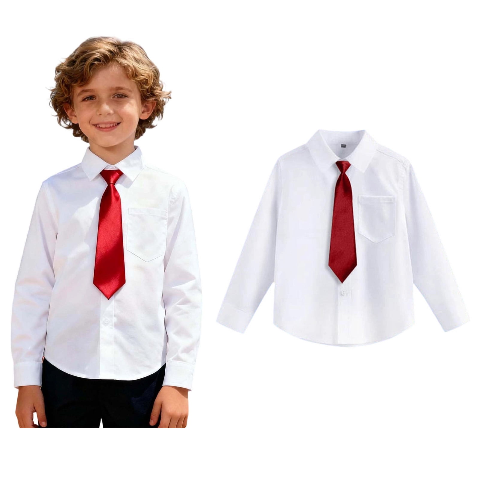 Boys' Button Down Shirts Graduation Shirt Boys Red Long Sleeve Shirt ...