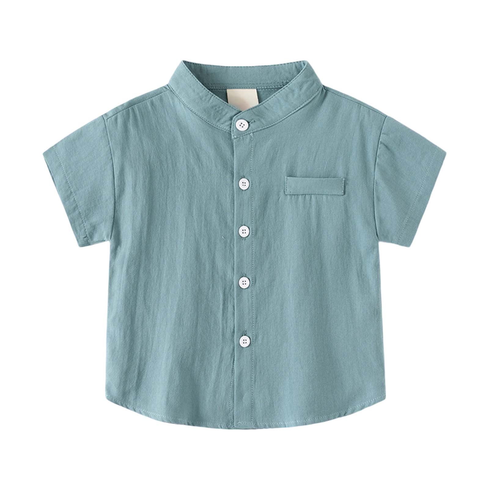 Boys Button Down Shirts Graduation Shirt Short Sleeve Mint Green Shirt ...