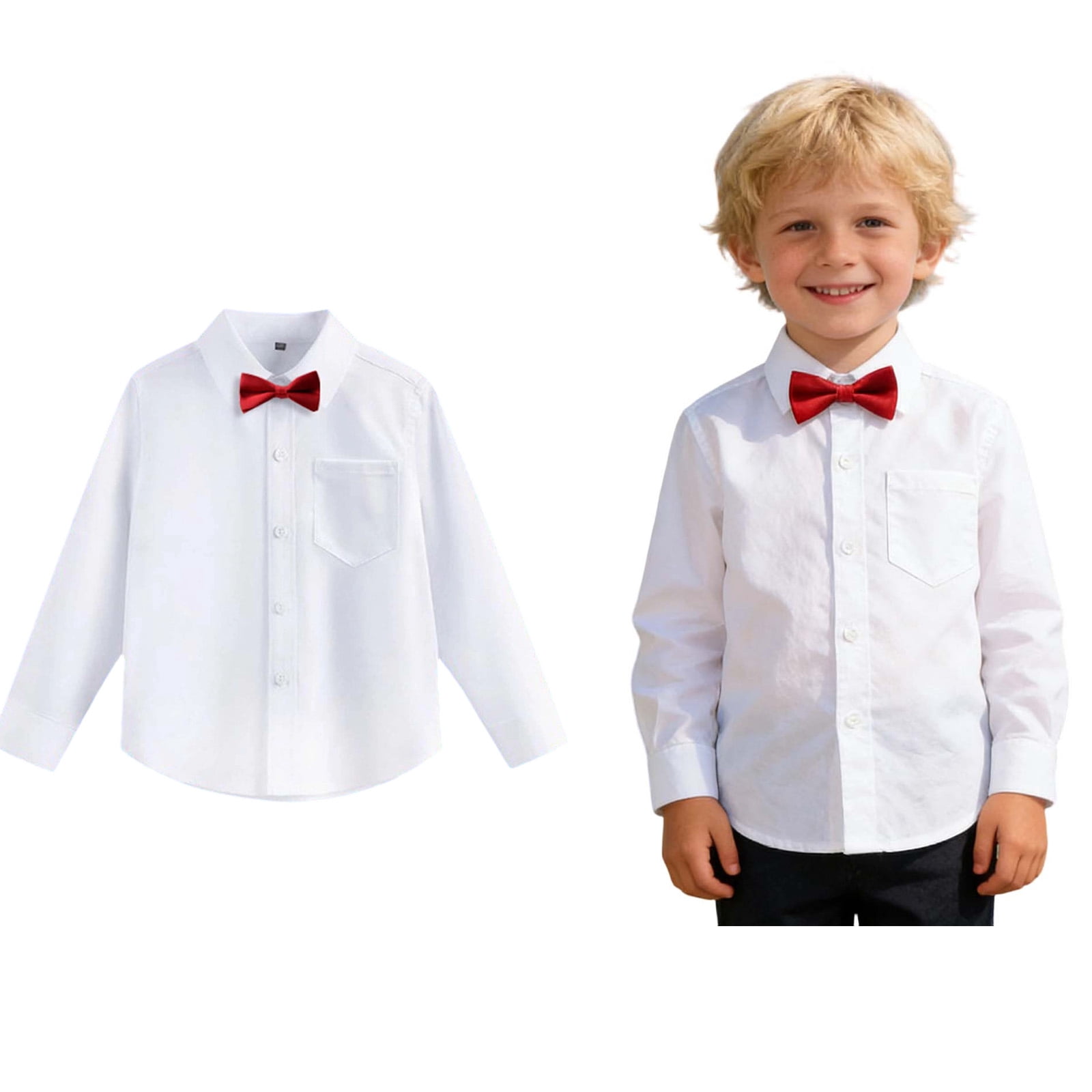 Boys Button Down Shirts Graduation Shirts Red Long Sleeve Shirt Dress ...