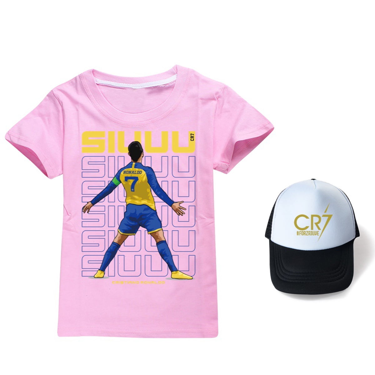 Boys CR7 Cristiano Ronaldo Cartoon Graphics T-Shirts+cap 2 piece Siu ...