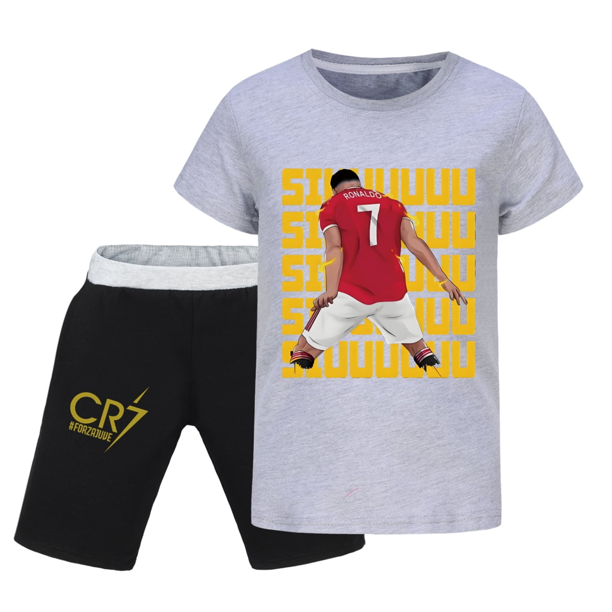 Boys CR7 Cristiano Ronaldo Cartoon T-Shirts Set Summer Football Star ...