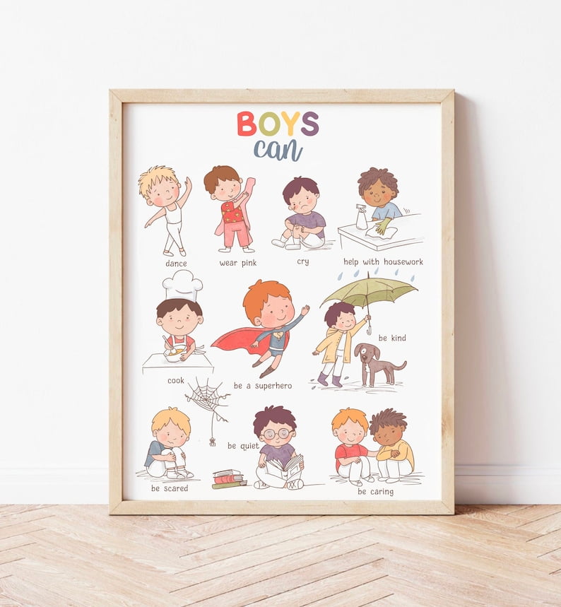 Boys Can Poster Social Worker Calming Wall Therapy Classroom ...