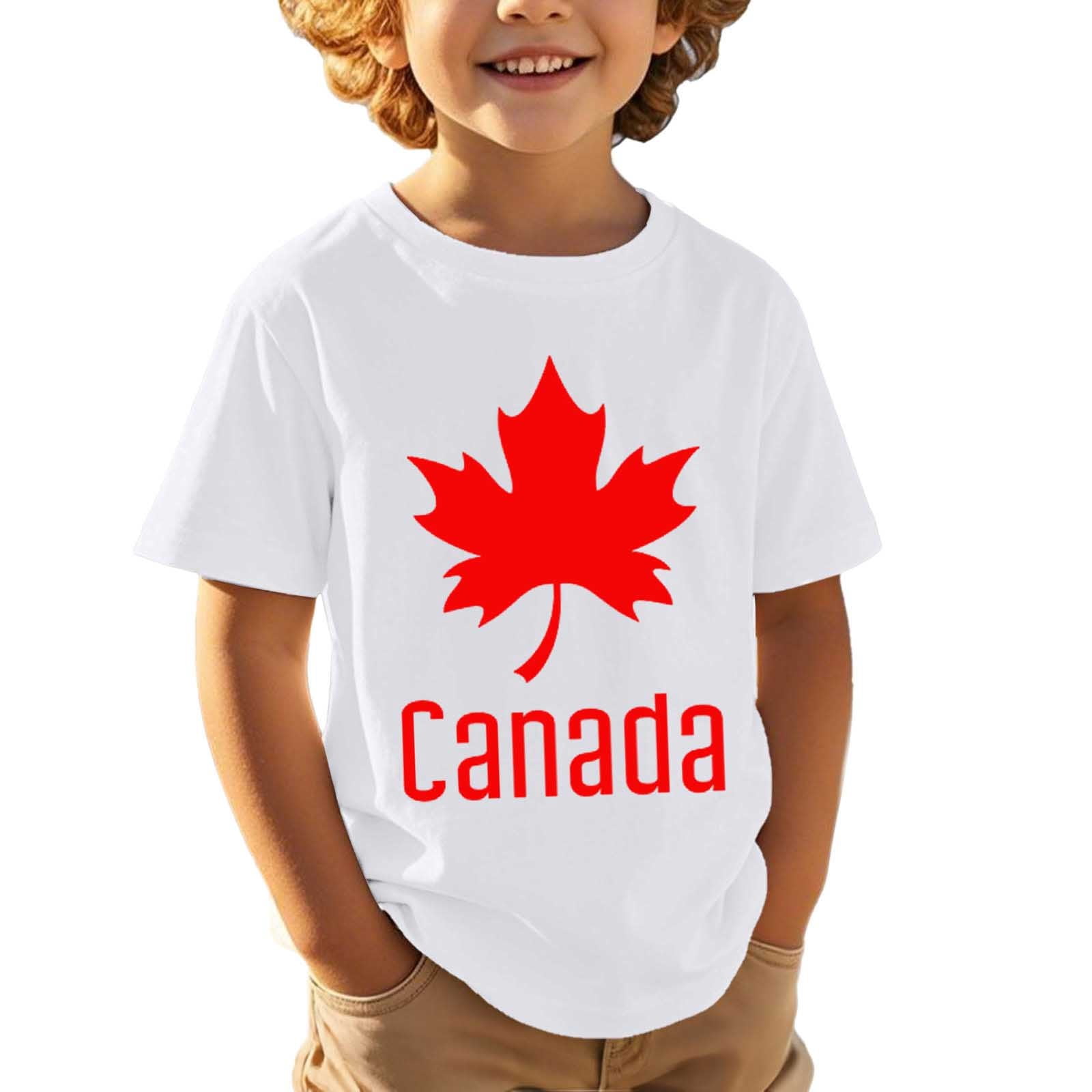 Boys Canada Day Graphic Tee Maple Leaf Flag T-Shirt Kids Patriotic ...