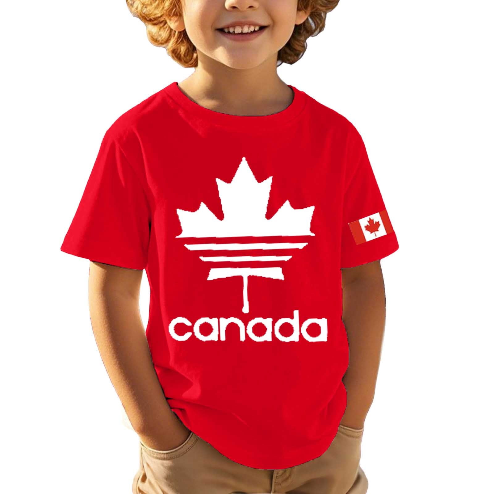 Boys Canada Day Graphic Tee Maple Leaf Flag T-Shirt Kids Patriotic ...