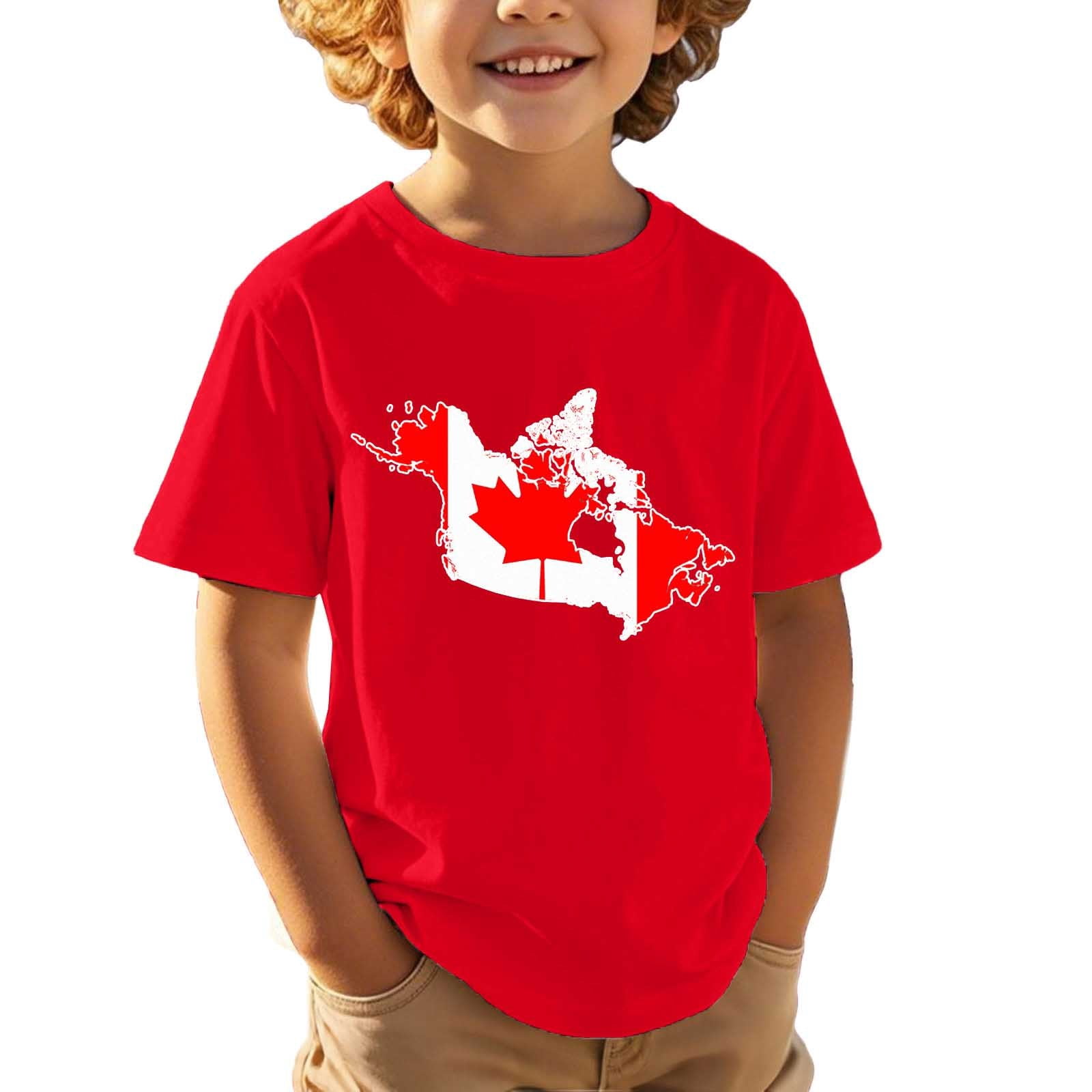 Boys Canada Day Graphic Tee Maple Leaf Flag T-Shirt Kids Patriotic ...