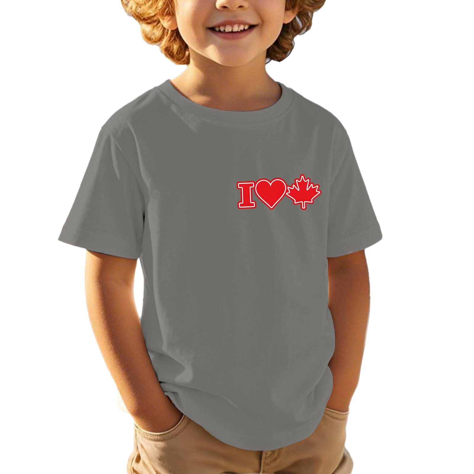Boys Canada Day Graphic Tee Maple Leaf Flag T-Shirt Kids Patriotic ...