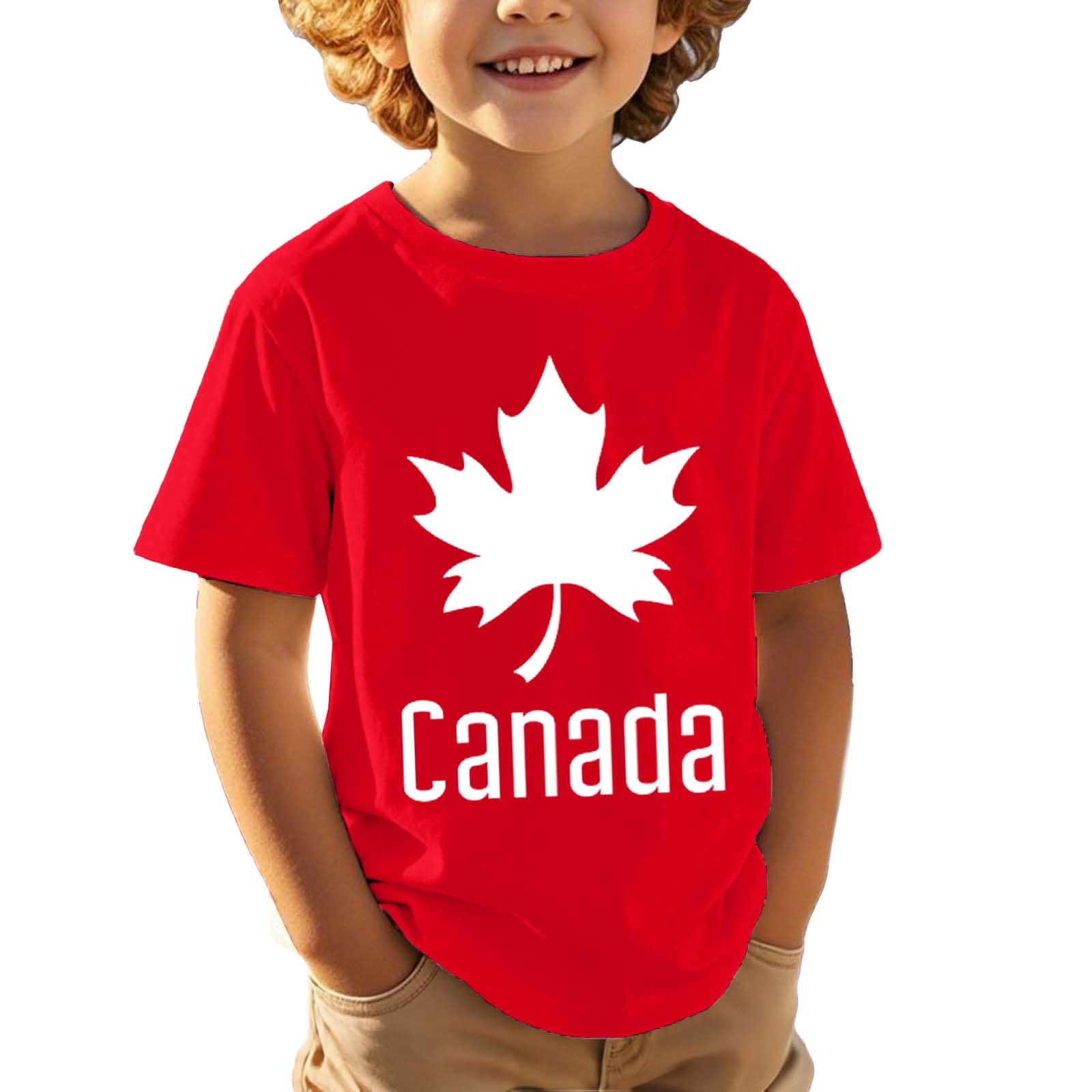 Boys Canada Day Graphic Tee Maple Leaf Flag T-Shirt Kids Patriotic ...