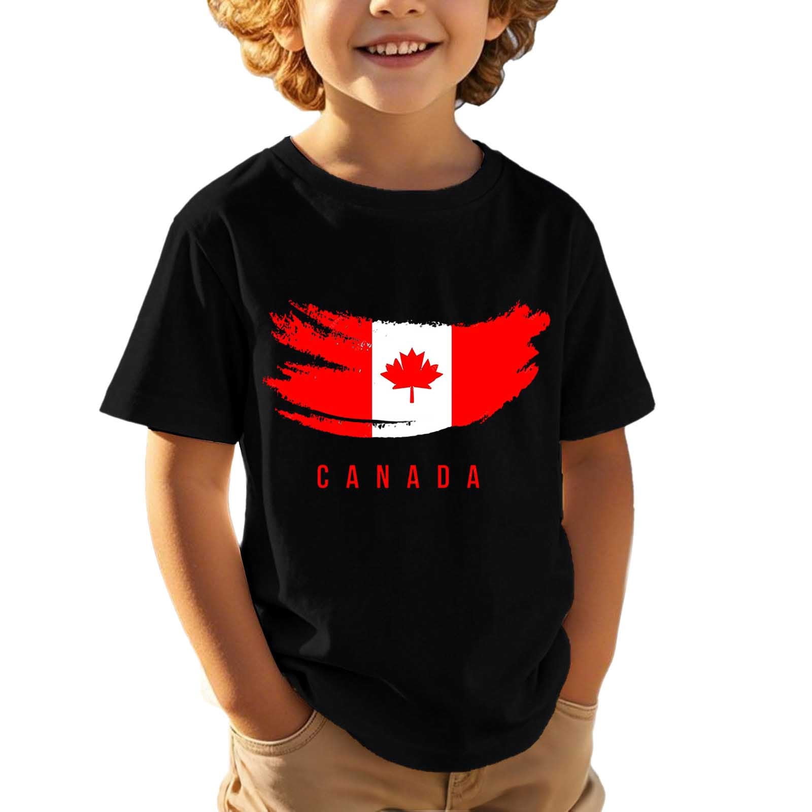 Boys Canada Day Graphic Tee Maple Leaf Flag T-Shirt Kids Patriotic ...