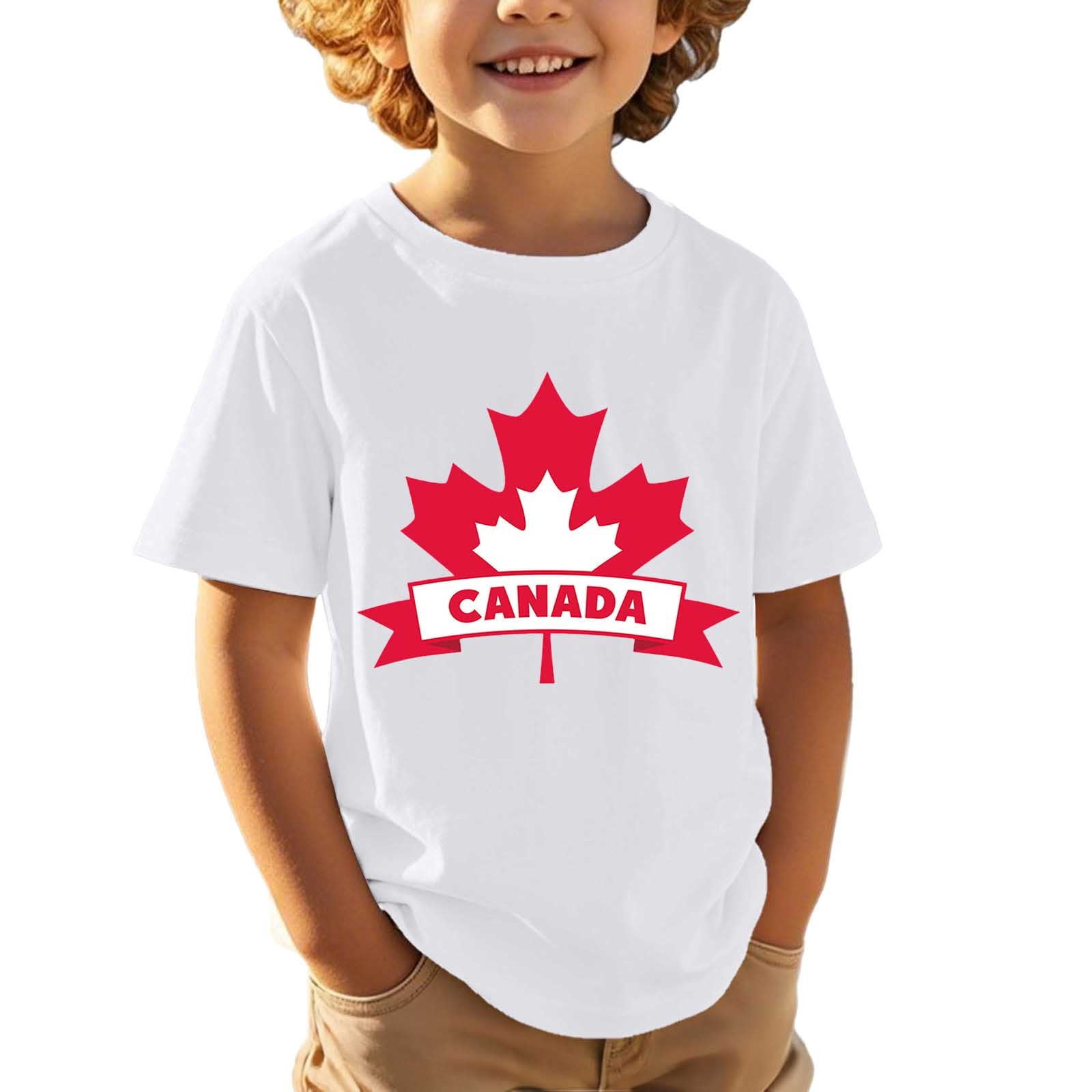Boys Canada Day Graphic Tee Maple Leaf Flag T-Shirt Kids Patriotic ...