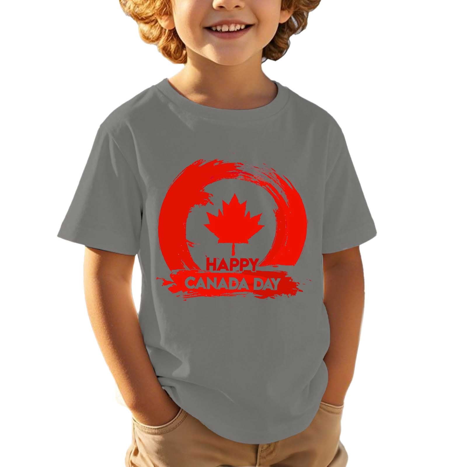 Boys Canada Day Graphic Tee Maple Leaf Flag T-Shirt Kids Patriotic ...