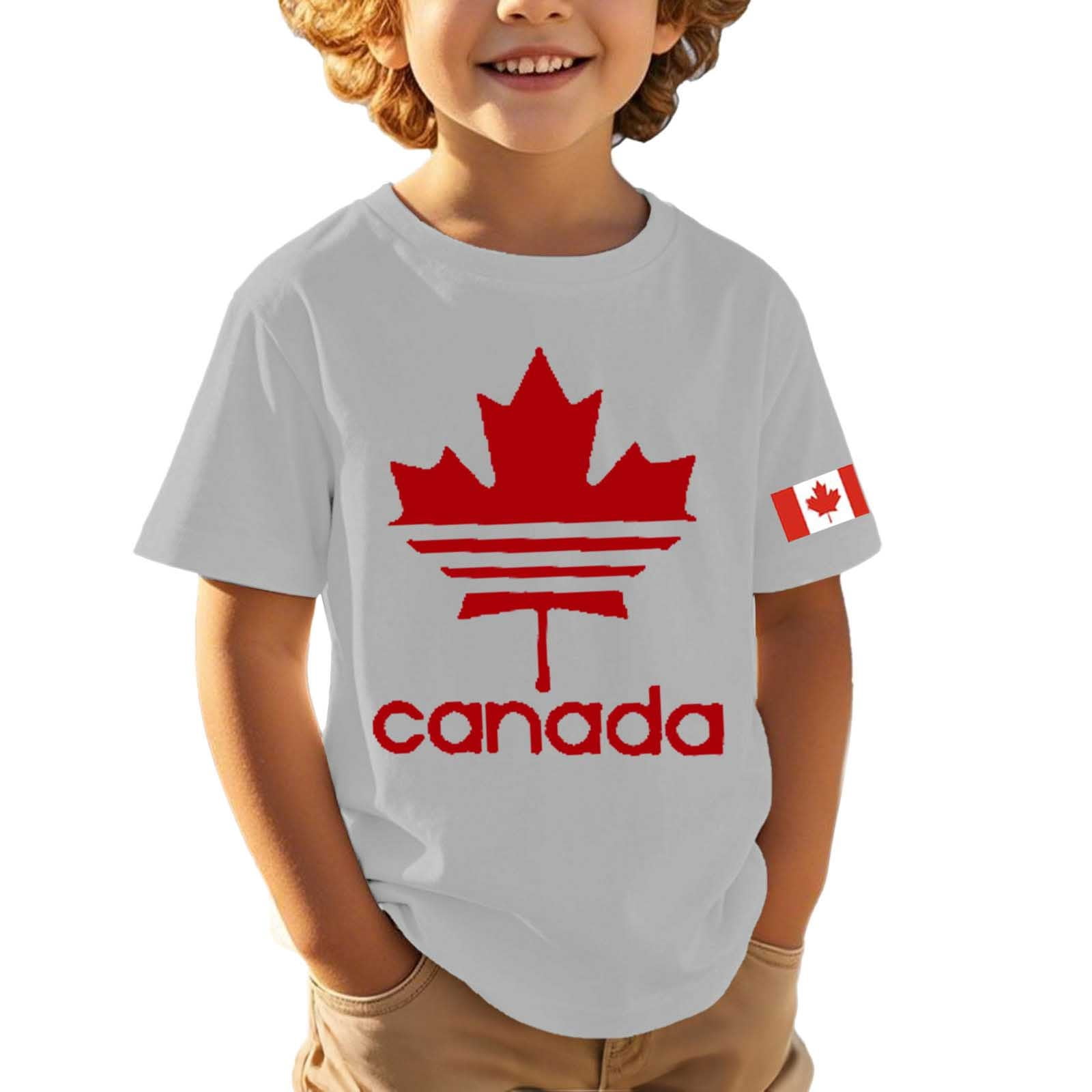 Boys Canada Day Graphic Tee Maple Leaf Flag T-Shirt Kids Patriotic ...