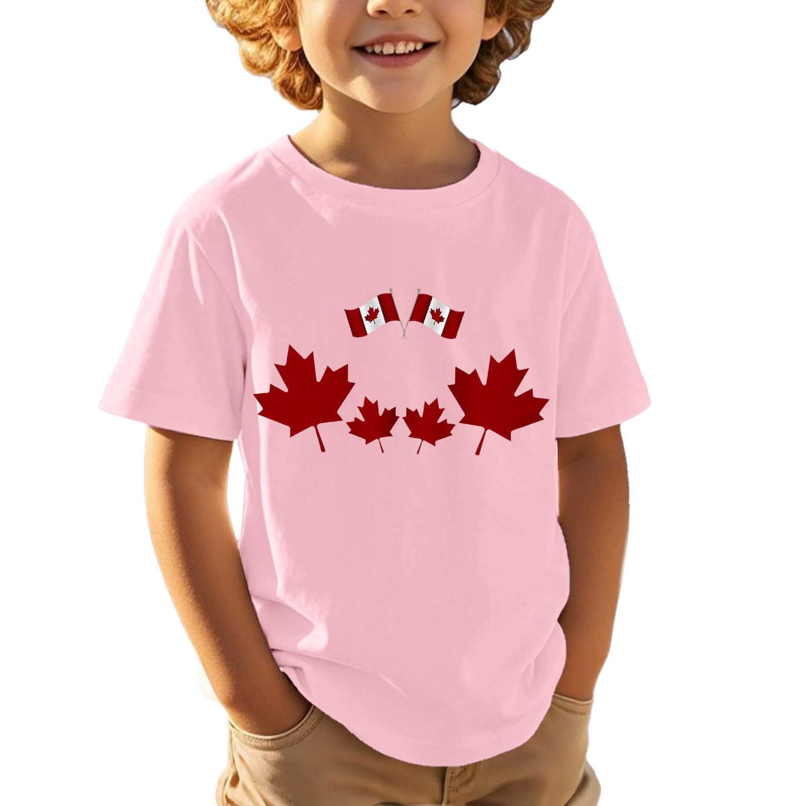 Boys Canada Day Graphic Tee Maple Leaf Flag T-Shirt Kids Patriotic ...