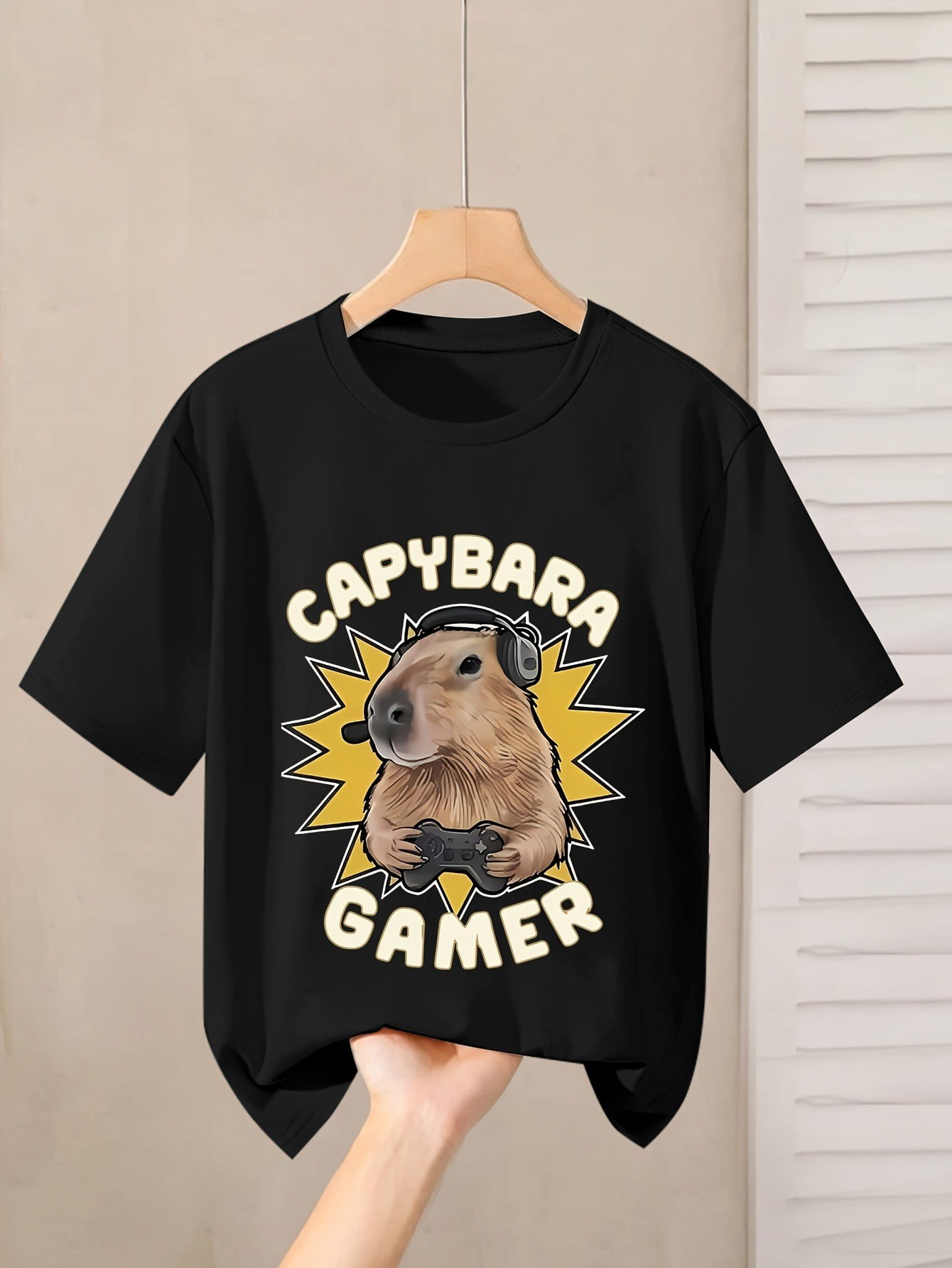 Boys' "Capybara Gamer" Graphic Tee - Comfy & Breathable Cotton Blend ...