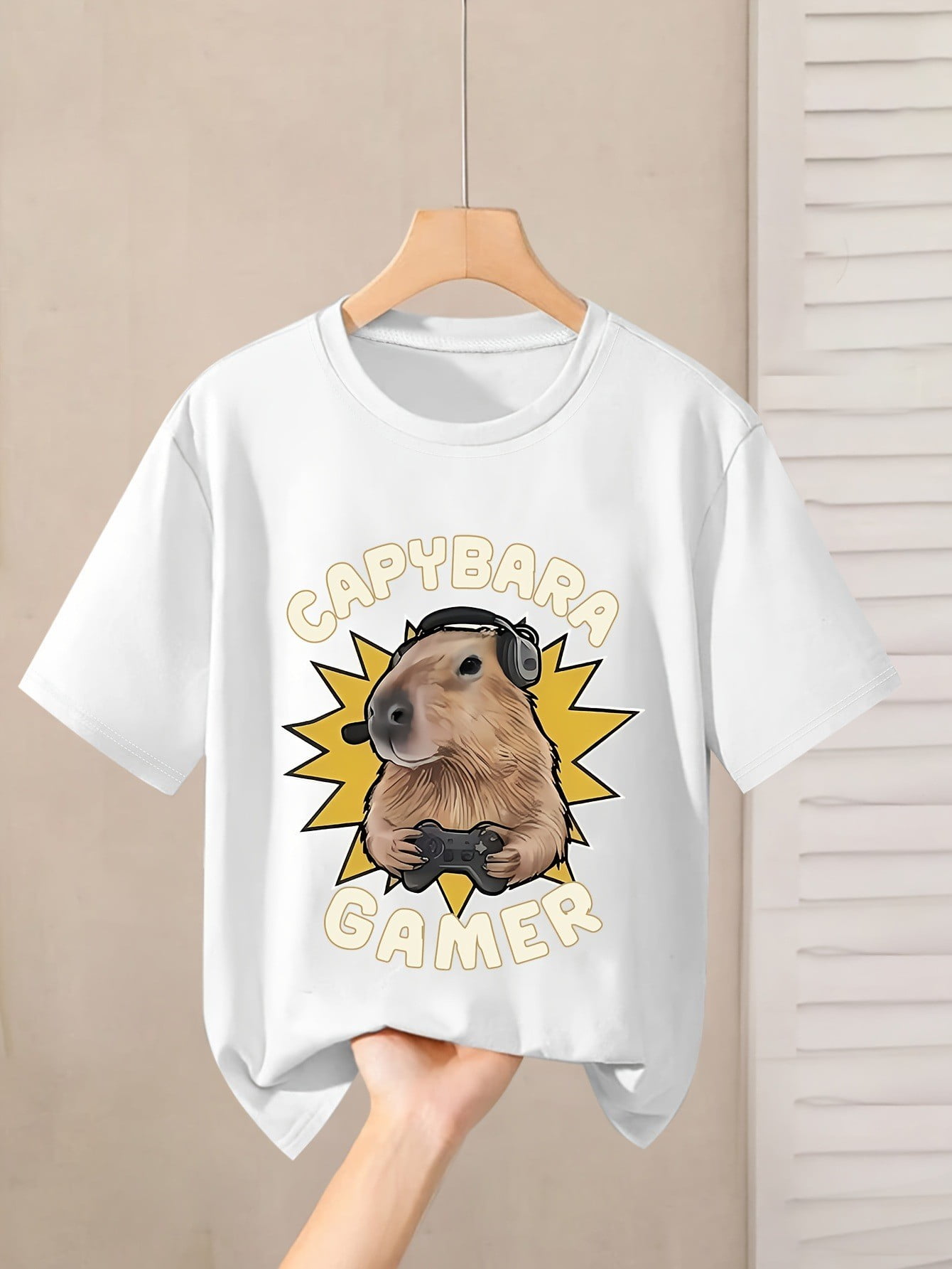 Boys' "Capybara Gamer" Graphic Tee - Comfy & Breathable Cotton Blend ...