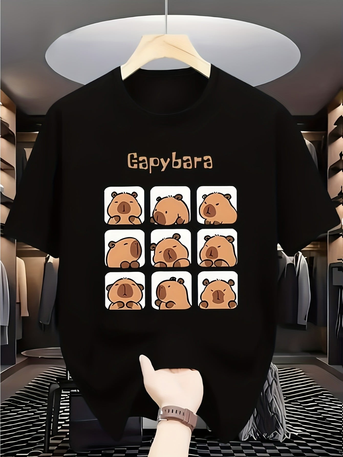 Boys' Capybara Graphic T-Shirt Casual Short Sleeve Round Neck Tee with ...