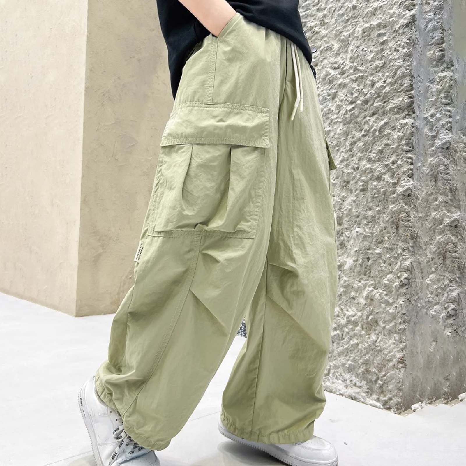 Boys Cargo Pants with Multiple Pockets Fully Elastic Waistband ...