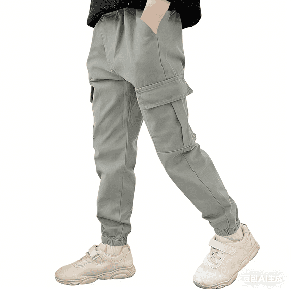 Boys Cargo Pants Petite Drawstring Joggers Summer Casual Baggy Workout ...