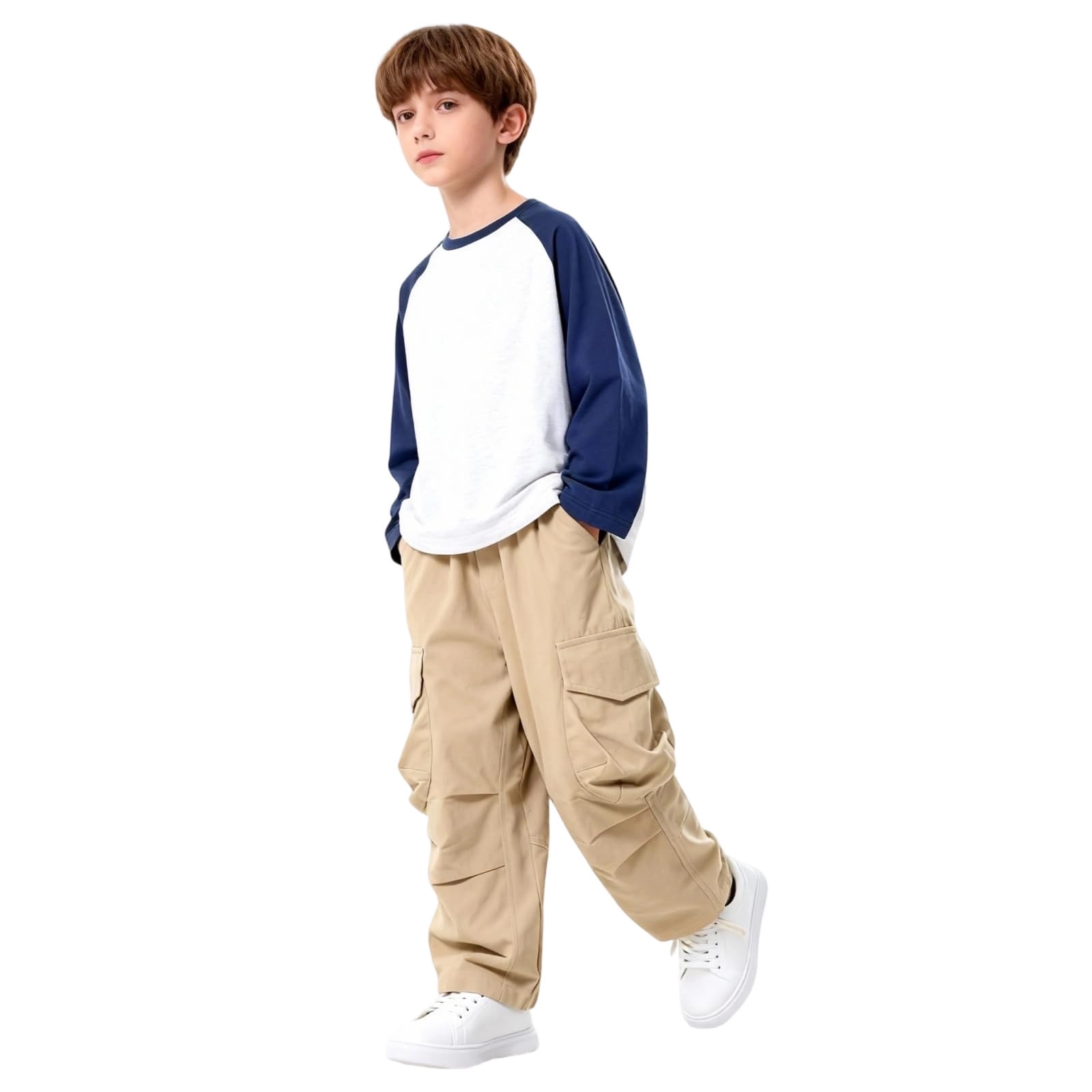 Boys Cargo Pants Straight Leg Casual Trousers Loose Fit Long Pants For ...