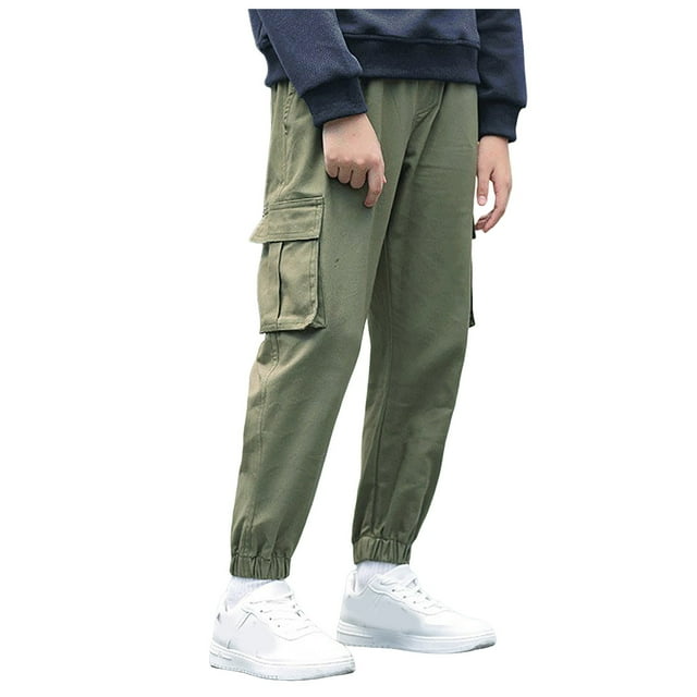 Boys Cargo Pants Wide Leg Baggy High Elastic Multi Pockets Lightweight ...