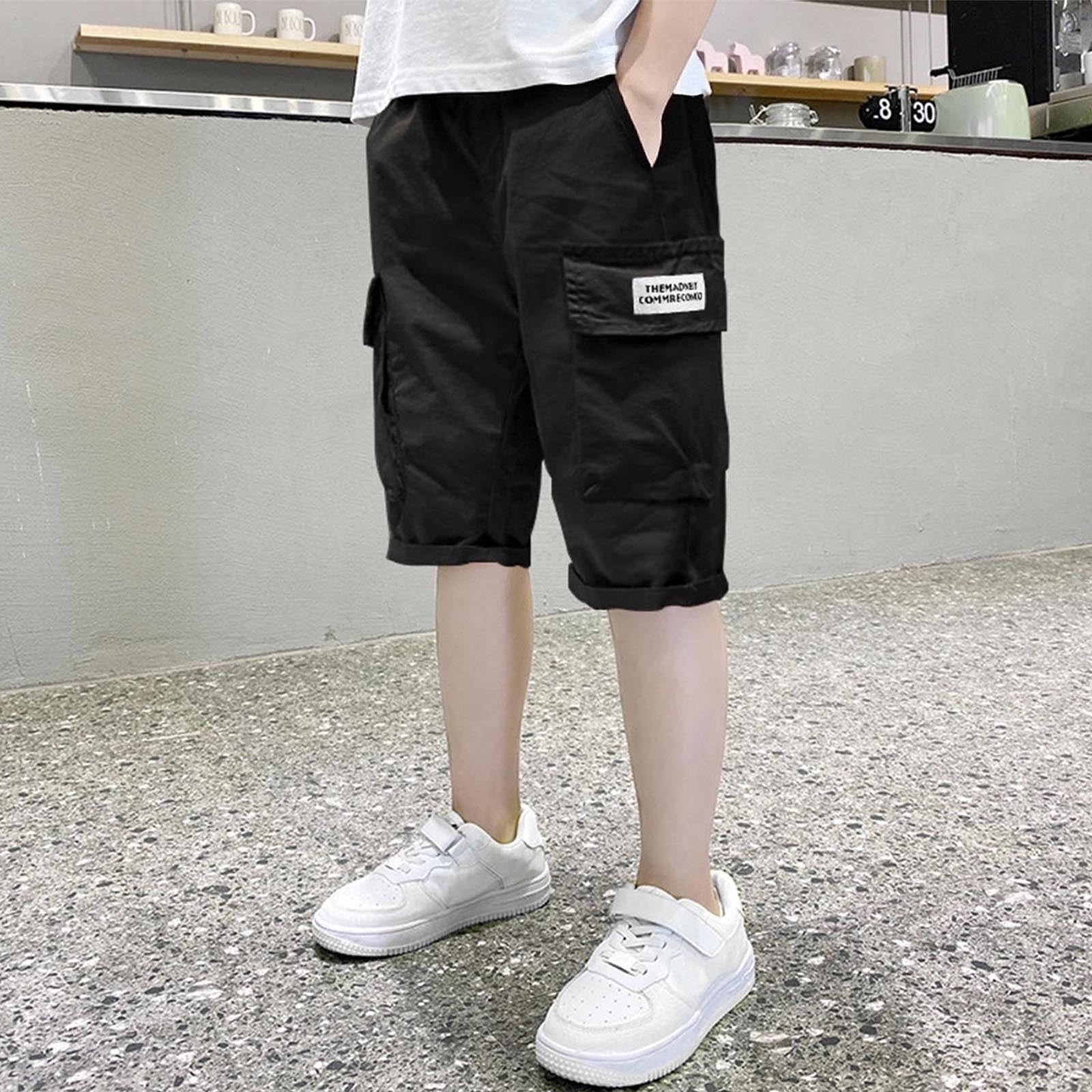 Boys Cargo Shorts Knee Length Wide Leg Bermuda Shorts Summer Casual ...