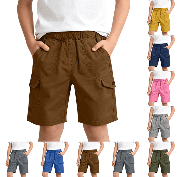 Boys Cargo Shorts Lightweight Elastic Waist Quick Dry Casual Summer ...