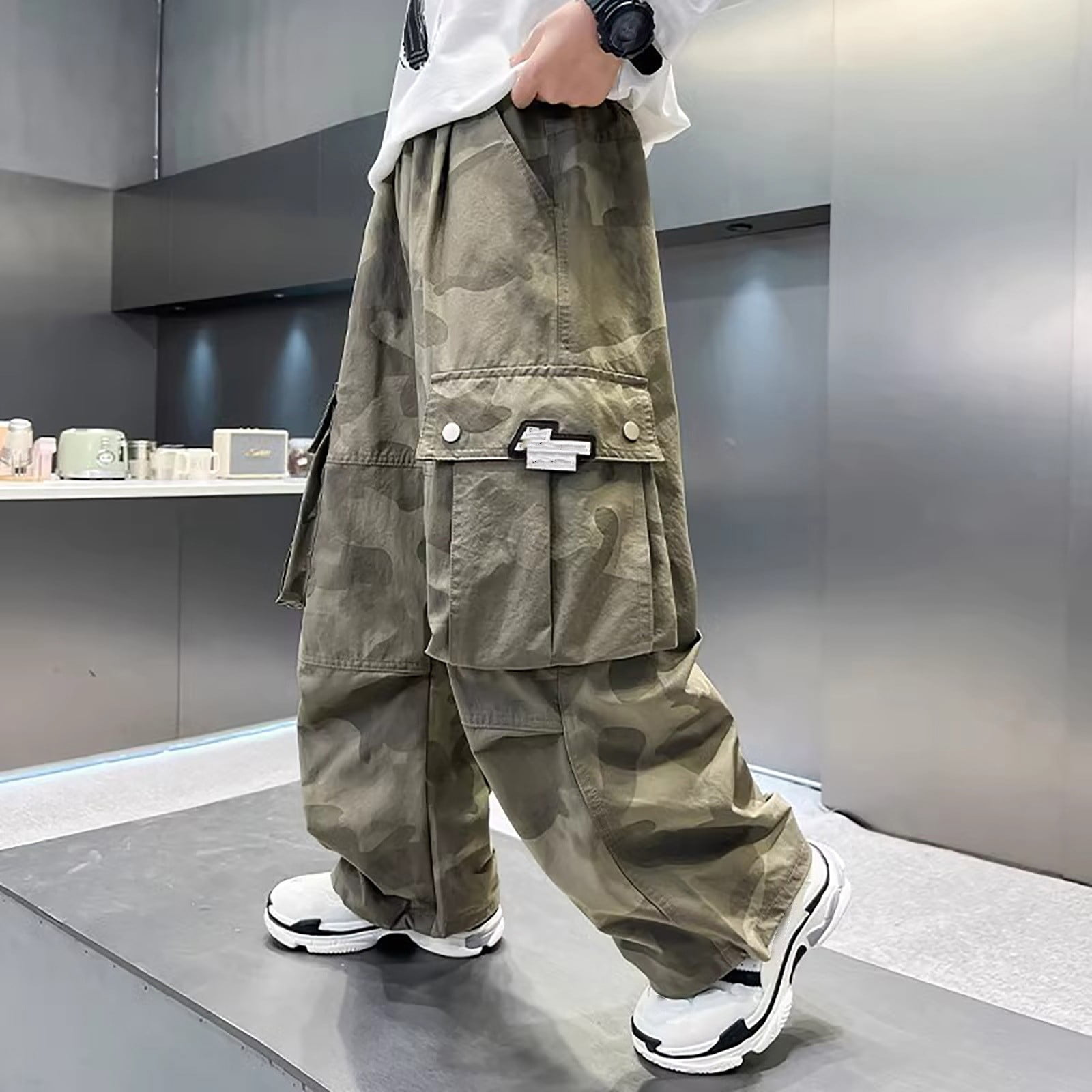 Boys Cargo Trousers Fully Elastic Waist Trousers For Children Regular ...