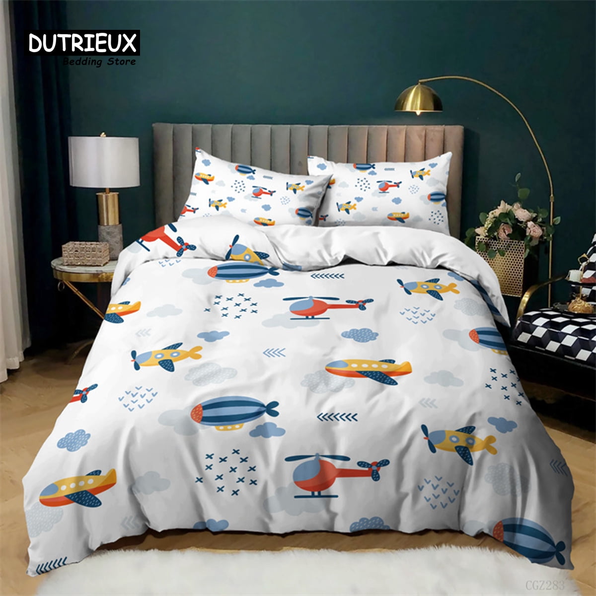 Boys Cartoon Car Duvet Cover Twin King Kids truction Vehicles Bedding ...