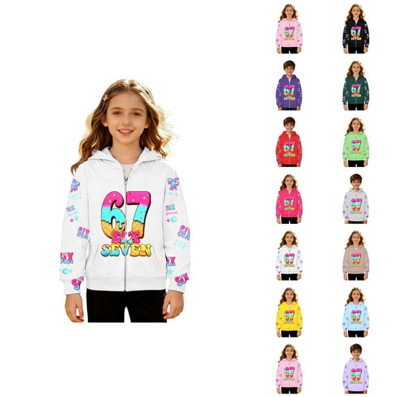 Boys Cartoon Digital Print Zip Up Hoodie Long Sleeve Pullover Jacket ...