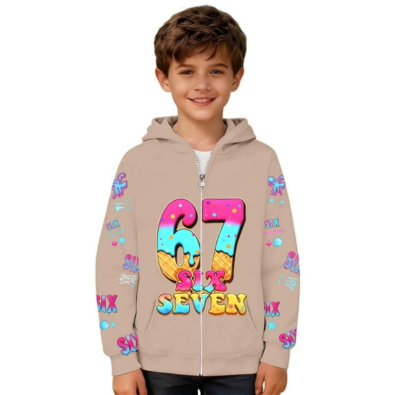 Boys Cartoon Digital Print Zip Up Hoodie Long Sleeve Pullover Jacket ...