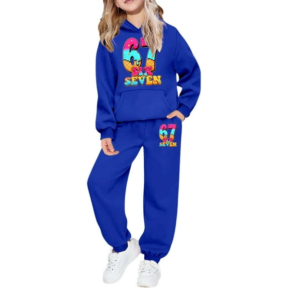 Boys Cartoon Graphic Print Hooded Zip Up Tracksuit Sweatsuits Long ...