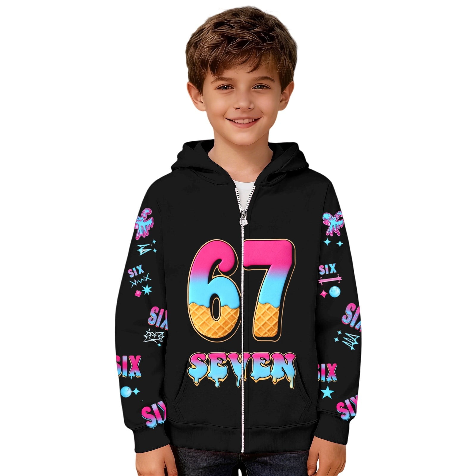 Boys Cartoon Graphic Zip Up Hoodie Jacket – Long Sleeve Hooded ...