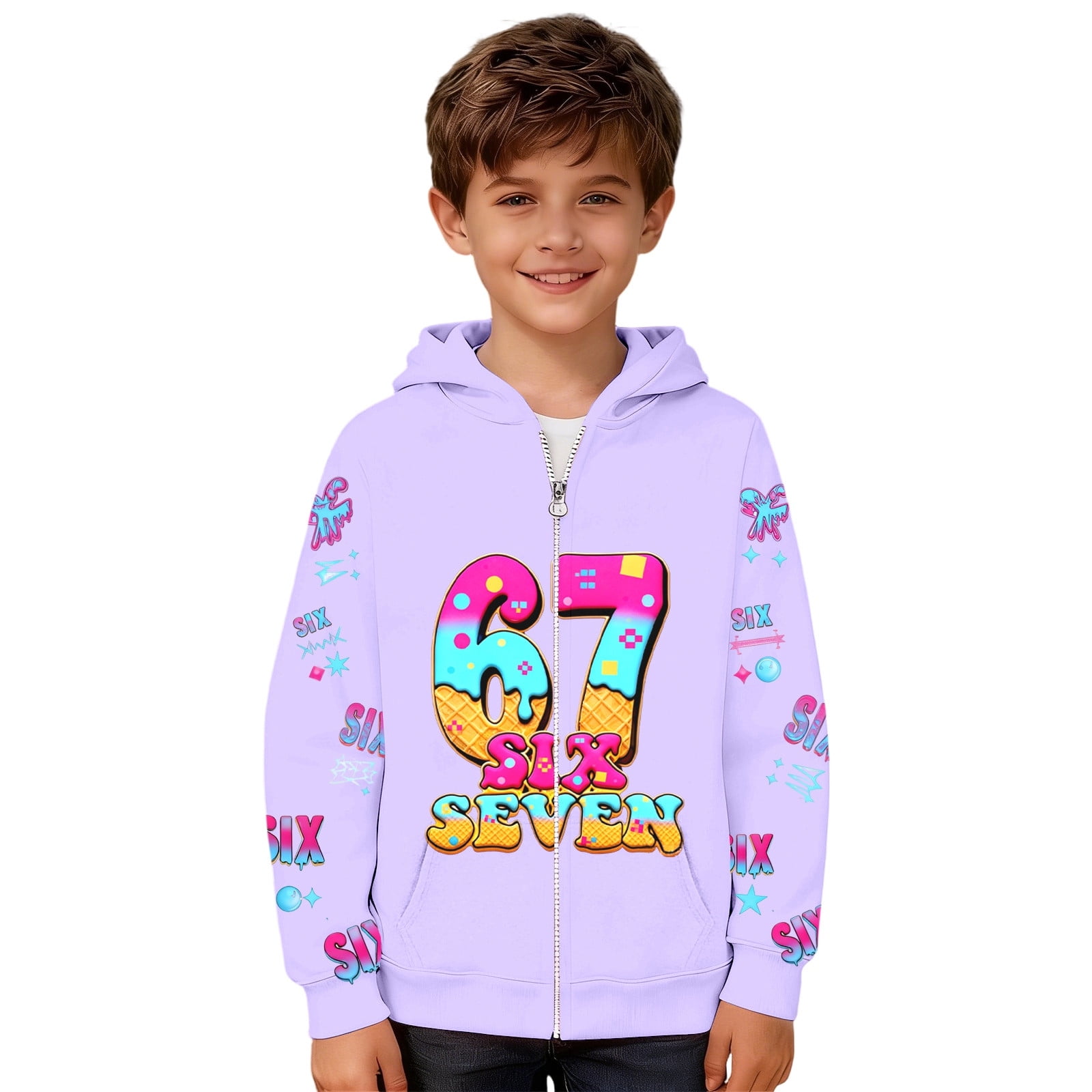 Boys Cartoon Graphic Zip Up Hoodie Long Sleeve Pullover Jacket For Kids ...