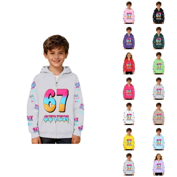 Boys Cartoon Graphic Zip Up Hoodie Long Sleeve Athletic Pullover Jacket ...
