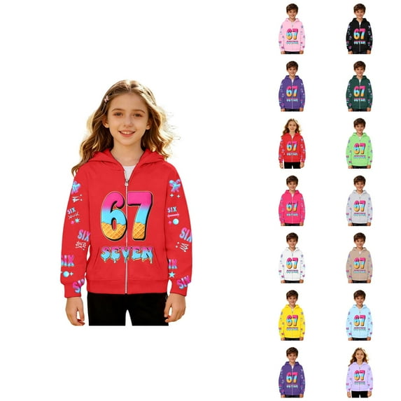 Boys Cartoon Graphic Zip Up Hoodie Long Sleeve Athletic Pullover Jacket ...