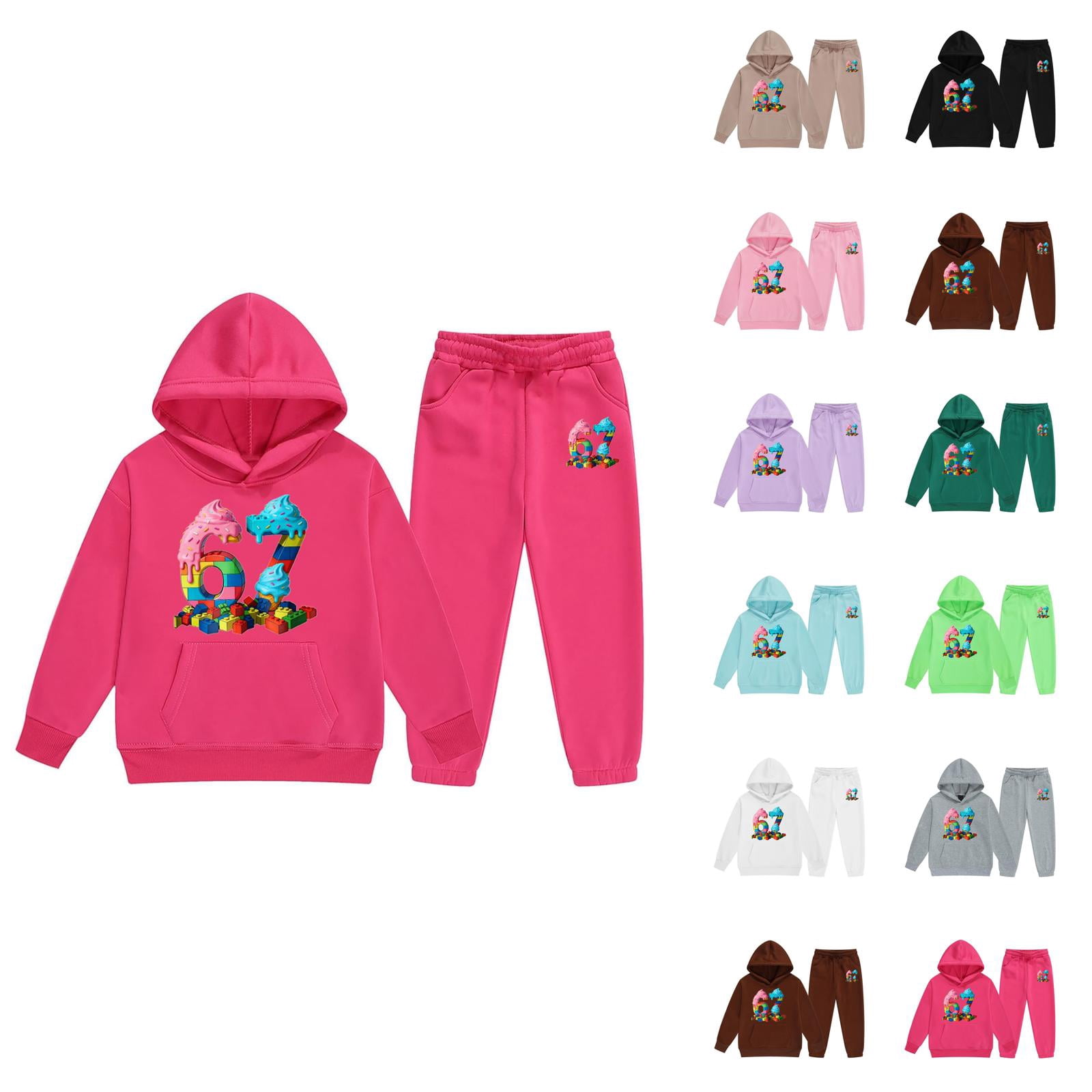 Boys Cartoon Number Print Hooded Sweatshirt And Jogger Pants Casual ...