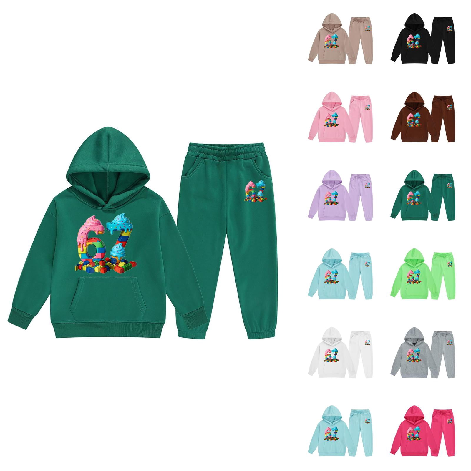 Boys Cartoon Number Print Hooded Sweatshirt And Jogger Pants Casual ...