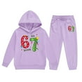 Boys Cartoon Number Print Hooded Sweatshirt and Jogger Pants Casual ...