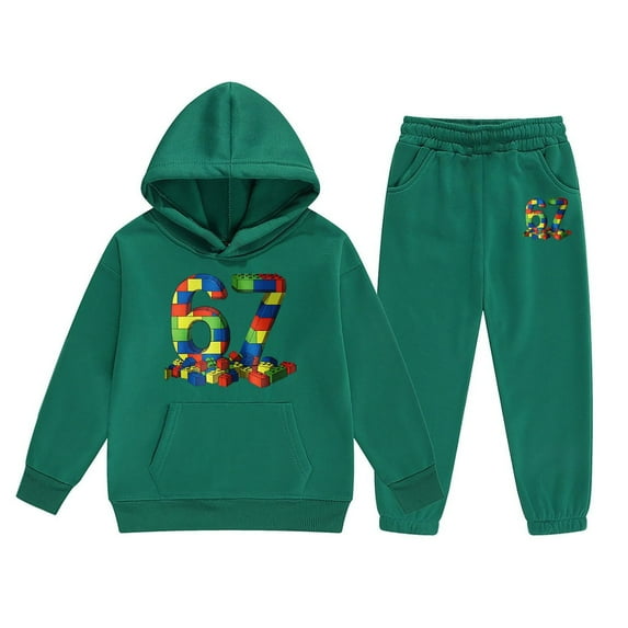 Boys Cartoon Number Print Hooded Sweatshirt Jogger Pants Casual Long ...