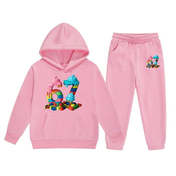 Boys Cartoon Number Print Hooded Sweatshirt and Jogger Pants Casual ...