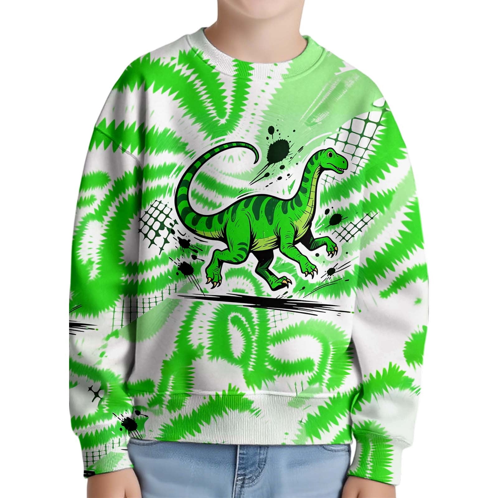 Boys' Cartoon Print Crewneck Long Sleeve Sweatshirt for Casual Everyday ...