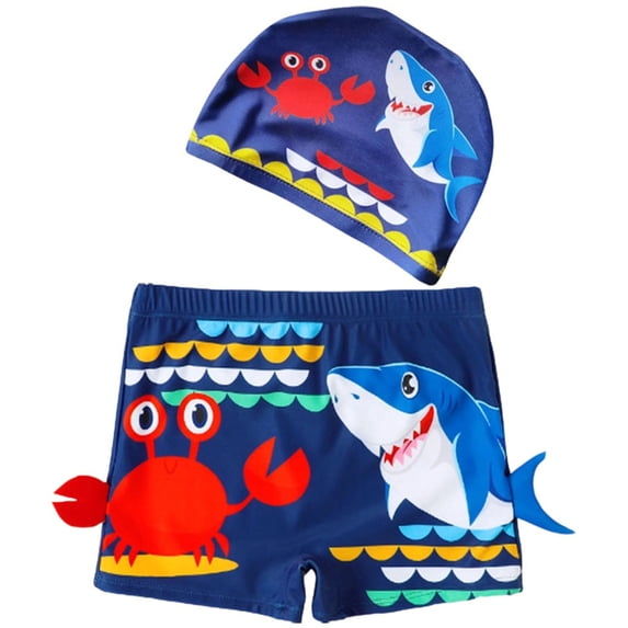 Boys Cartoon Swim Trunks High Elastic Quick Dry Swimsuit Set for Small ...