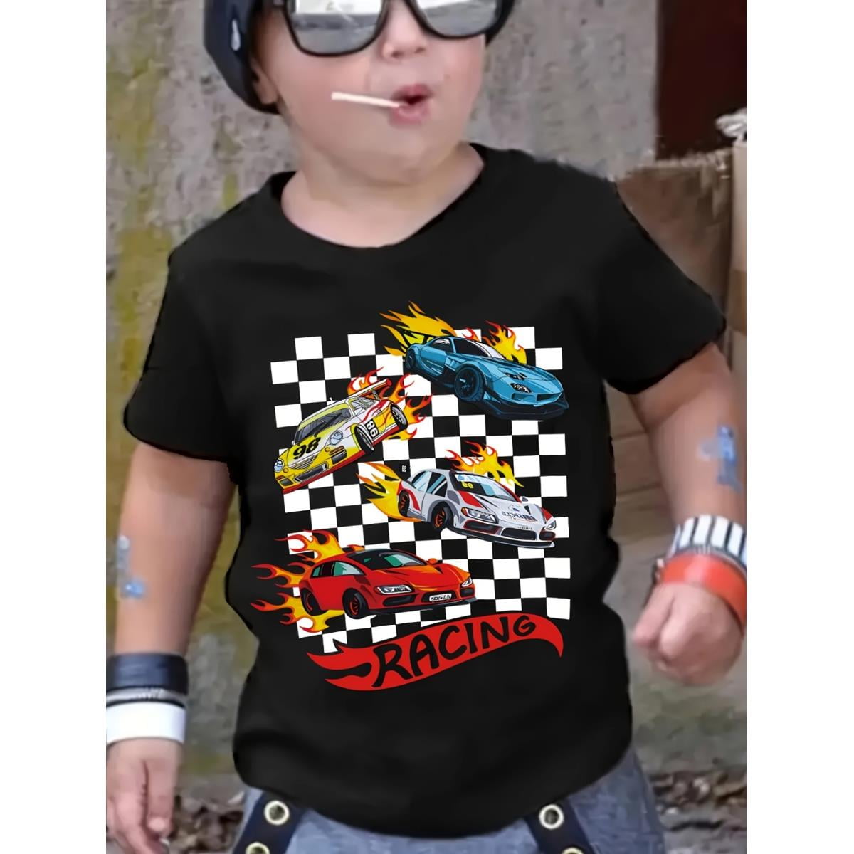 Boys Casual Comfy Summer Short Sleeve Crew Neck T-shirt - RACING & Race ...